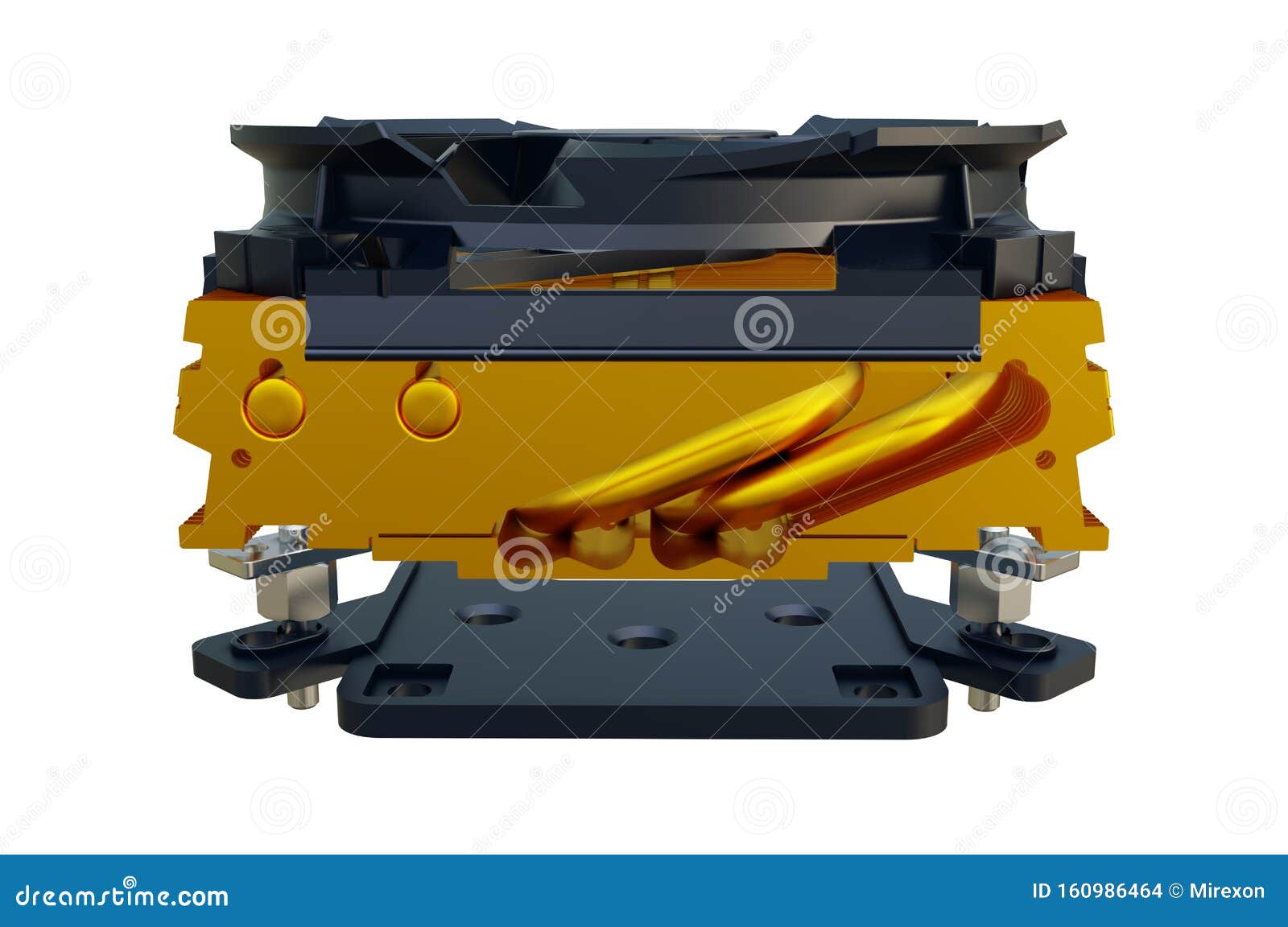 Computer CPU Cooling System. Fan and Radiator Isolated on White ...