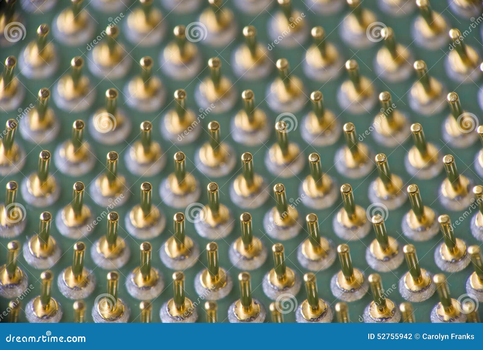 Computer CPU Gold Contacts stock photo. Image of horizontal - 52755942
