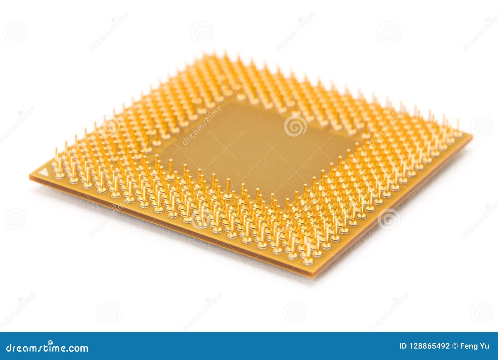A Computer CPU stock photo. Image of macro, golden, chip - 128865492