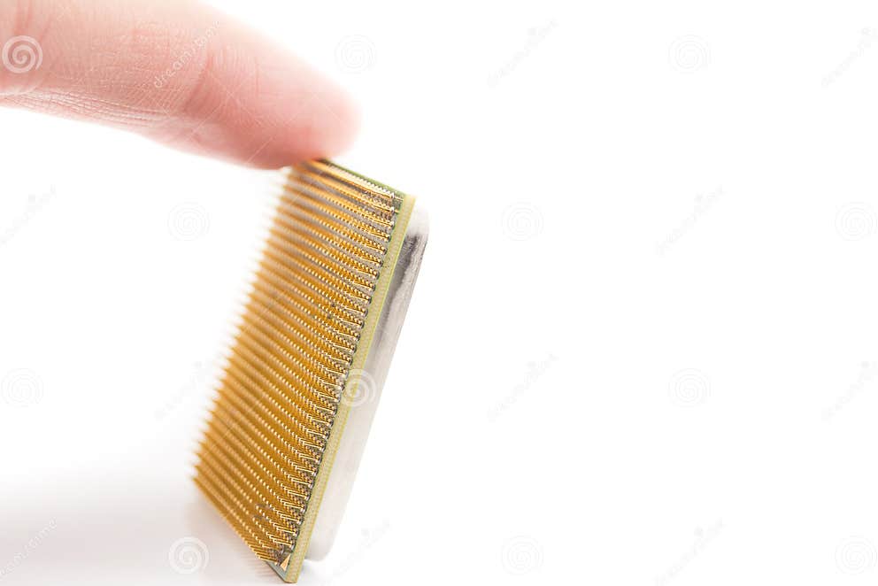 Computer CPU in Hand Close-up Isolated Stock Image - Image of front ...
