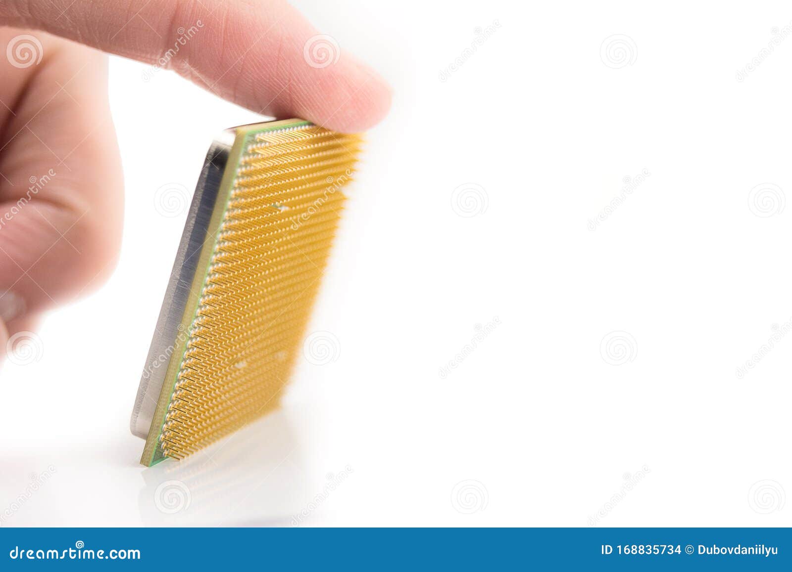 Computer CPU in Hand Close-up Isolated Stock Photo - Image of element ...