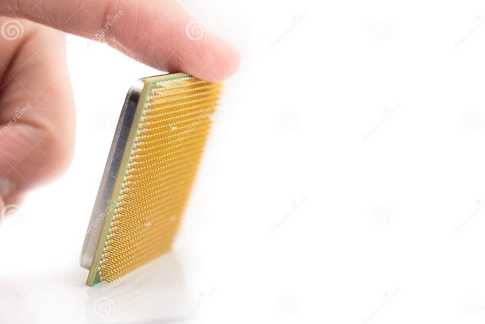 Computer CPU in Hand Close-up Isolated Stock Photo - Image of element ...