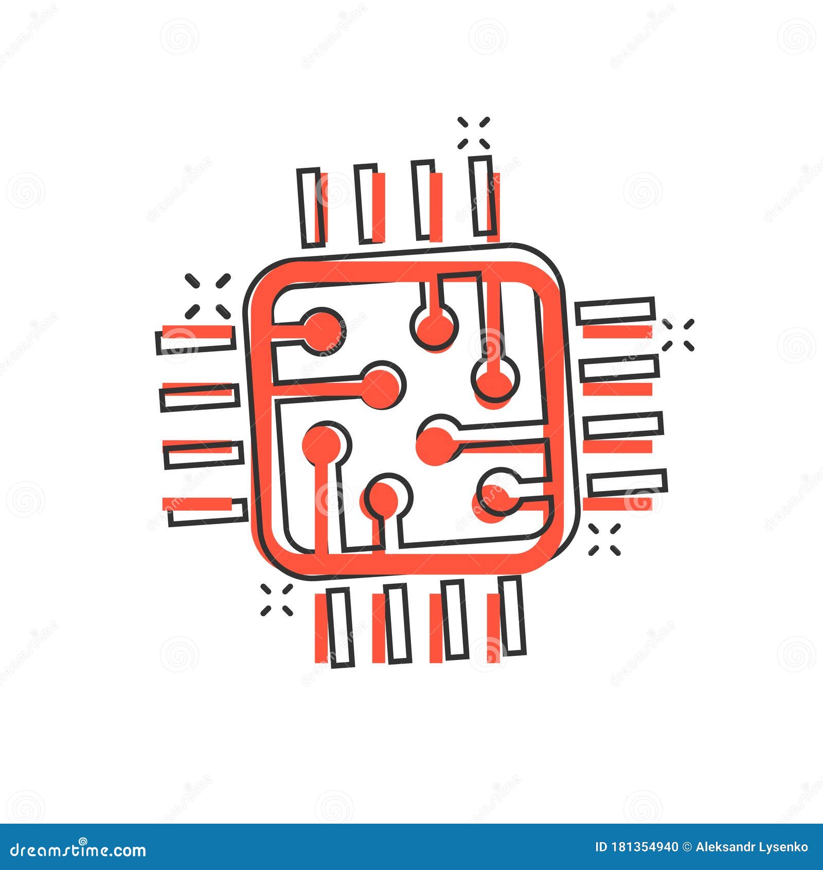 Computer Cpu Icon in Comic Style. Circuit Board Cartoon Vector ...
