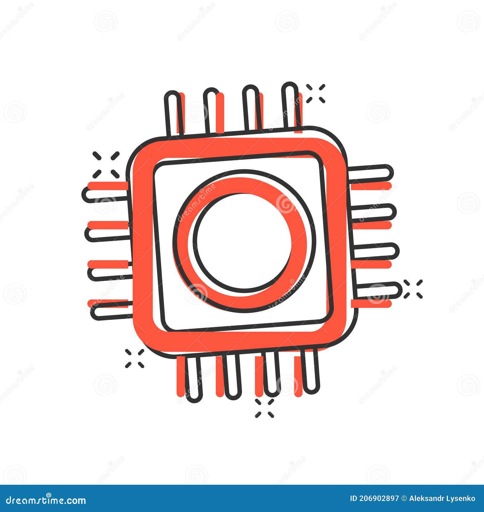 Computer Cpu Icon in Comic Style. Circuit Board Cartoon Vector ...