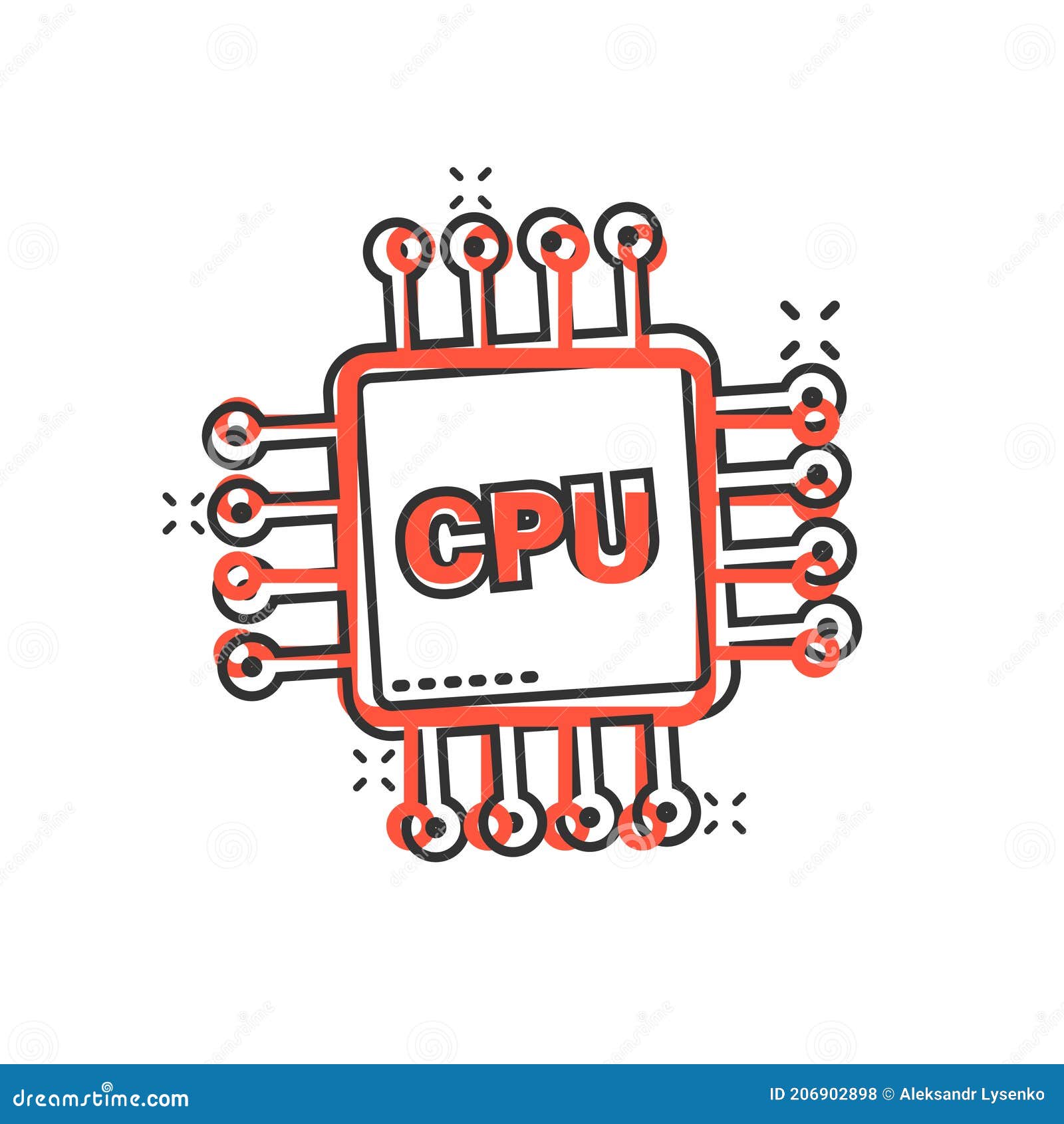 Computer Cpu Icon in Comic Style. Circuit Board Cartoon Vector ...