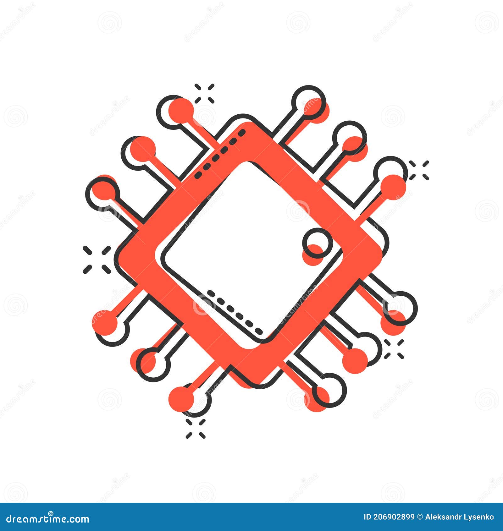 Computer Cpu Icon in Comic Style. Circuit Board Cartoon Vector ...