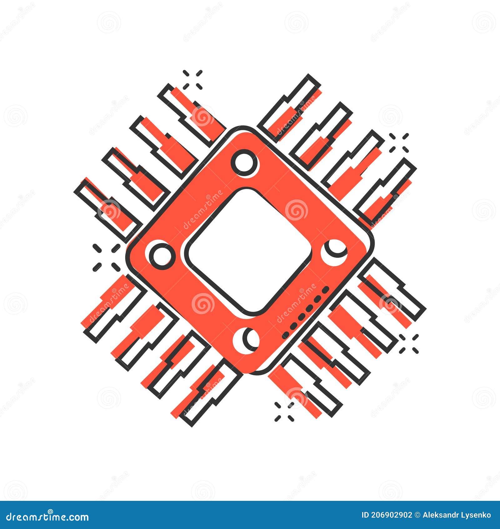 Computer Cpu Icon in Comic Style. Circuit Board Cartoon Vector ...