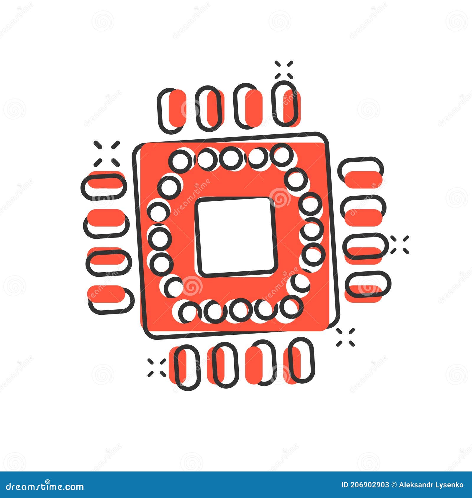 Computer Cpu Icon in Comic Style. Circuit Board Cartoon Vector ...