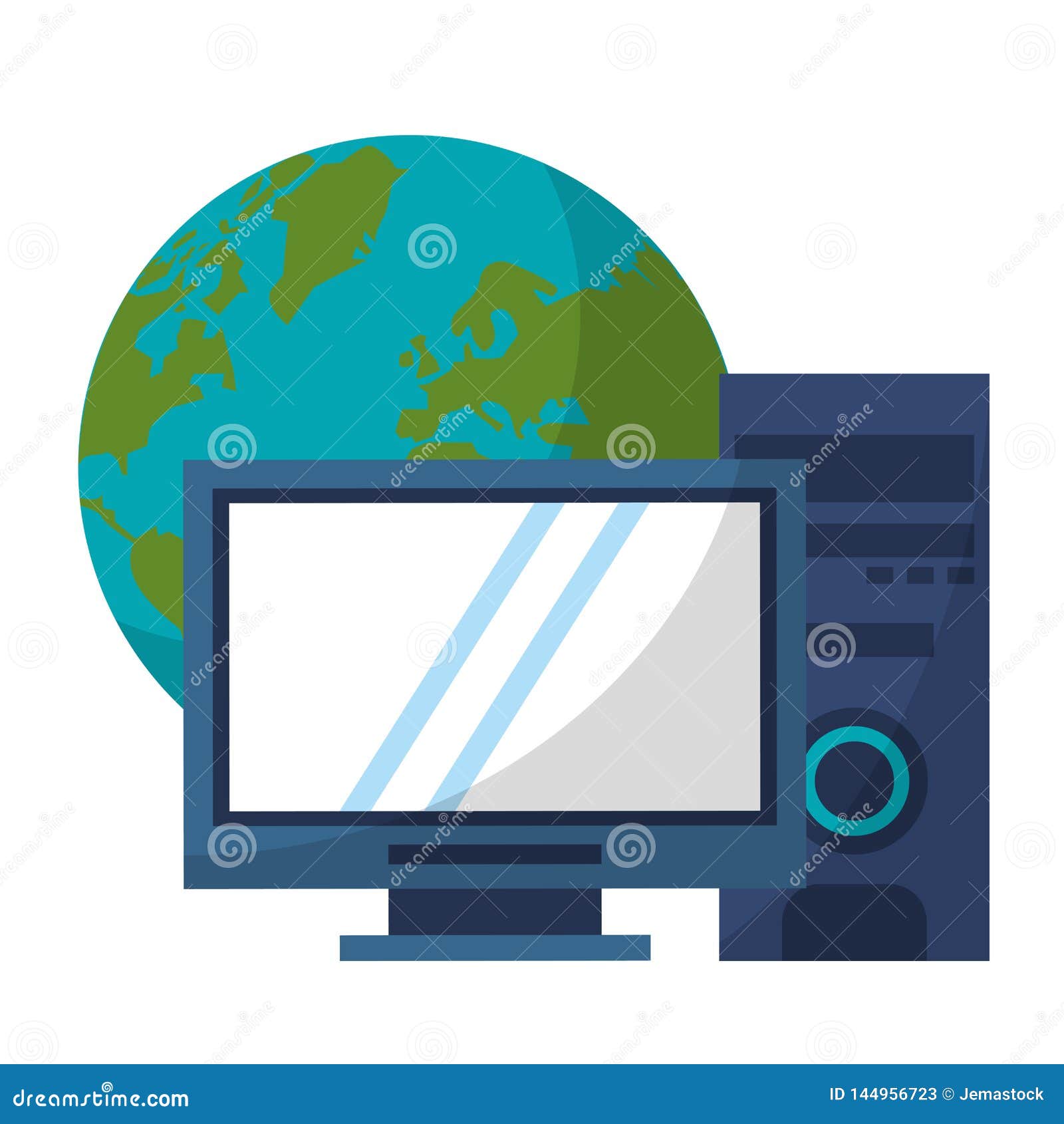 Computer and Cpu Internet Connection Stock Vector - Illustration of ...