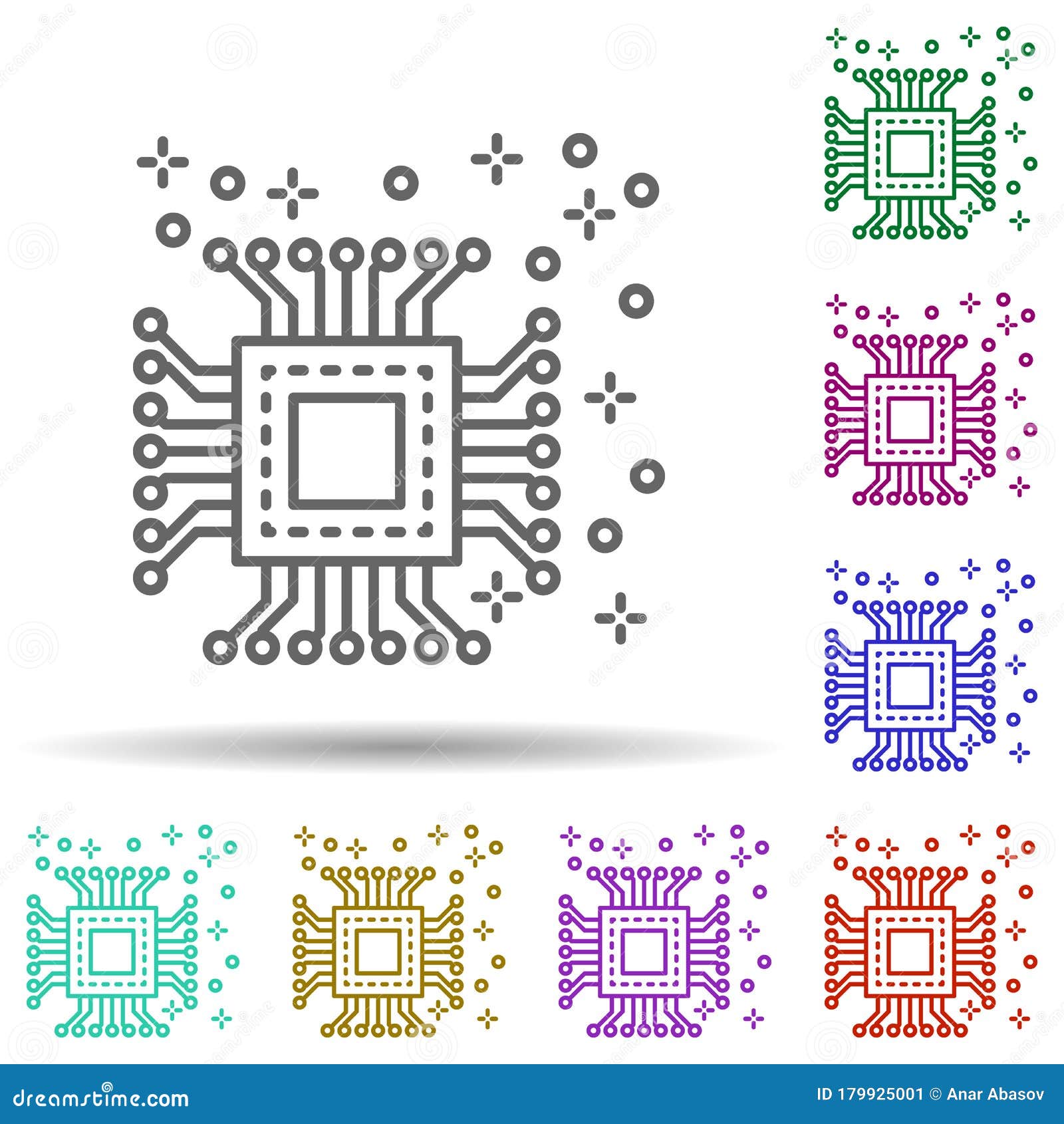 Computer Cpu Multi Color Icon Simple Thin Line Outline Vector Of Computer Icons For Ui And Ux