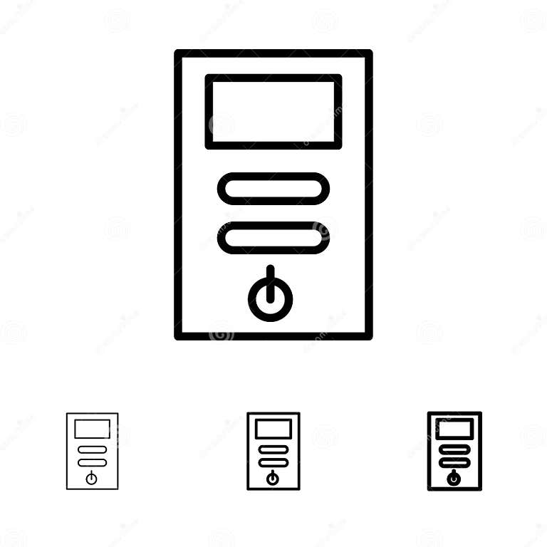 Computer, Cpu, Pc, Stabilizer Bold and Thin Black Line Icon Set Stock ...