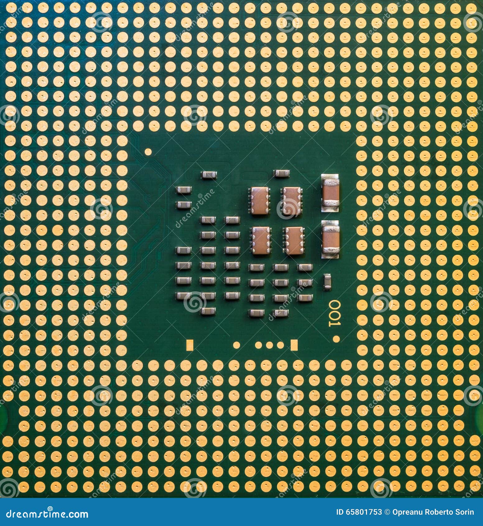 Computer CPU Processor Chip from the Bottom Side Stock Image - Image of ...