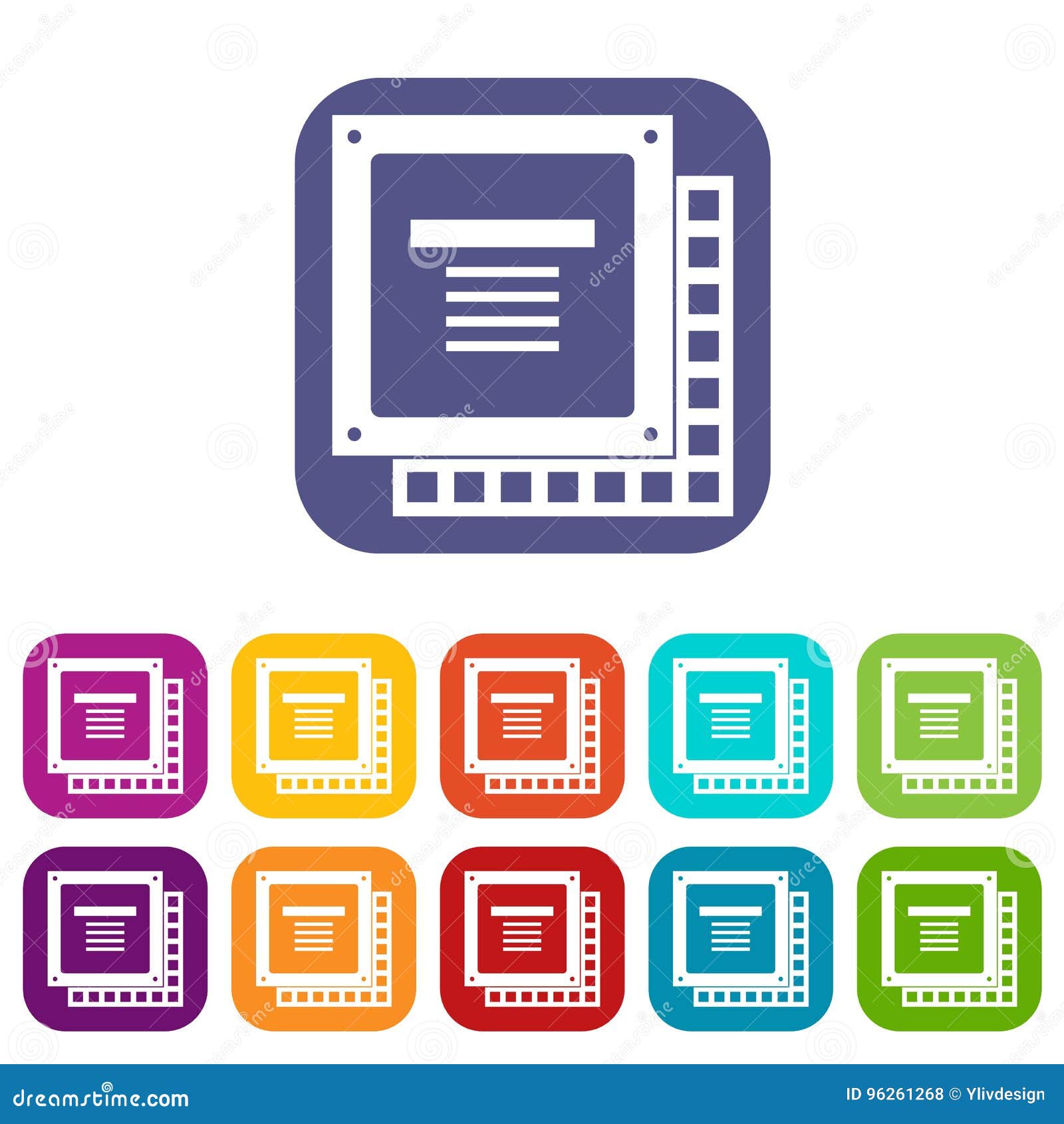 Computer CPU Processor Chip Icons Set Flat Stock Vector - Illustration ...