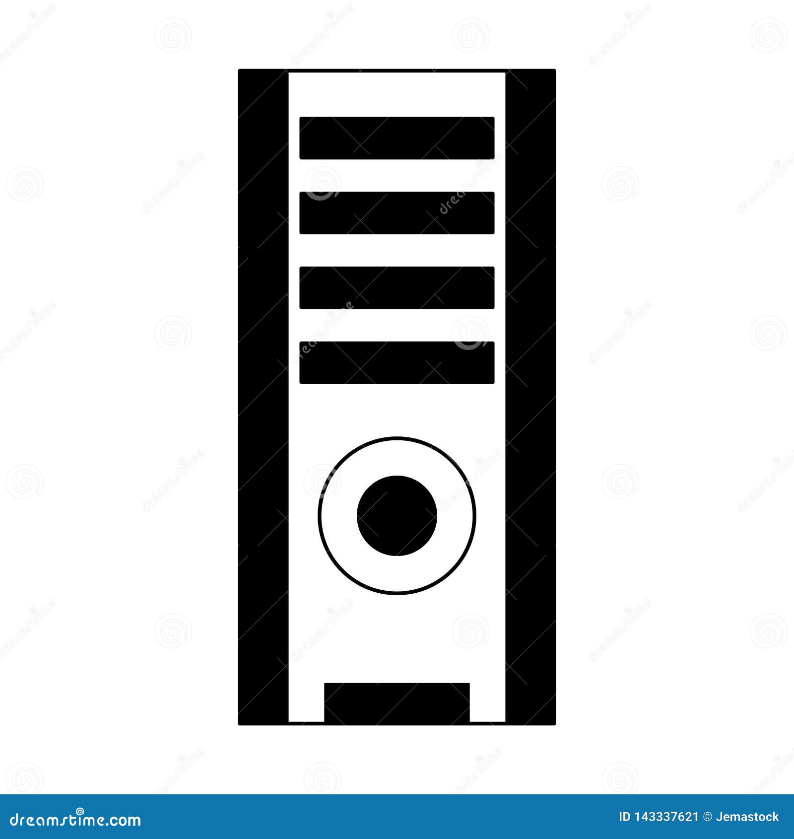 Computer Cpu Tower in Black and White Stock Vector - Illustration of ...