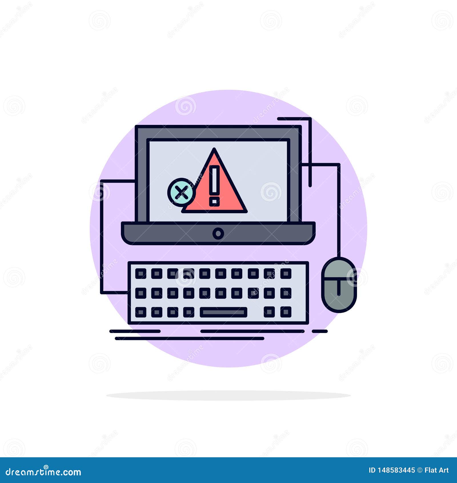 Computer, Crash, Error, Failure, System Flat Color Icon Vector Stock ...
