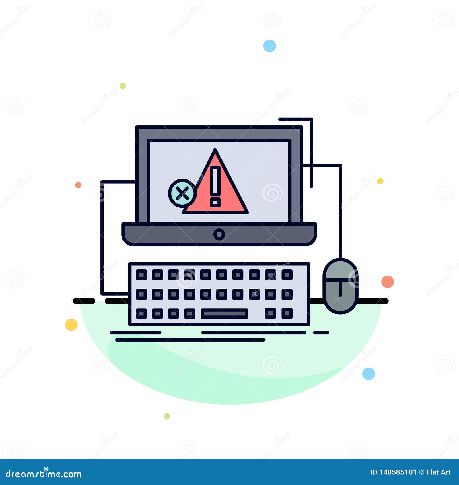 Computer, Crash, Error, Failure, System Flat Color Icon Vector Stock ...