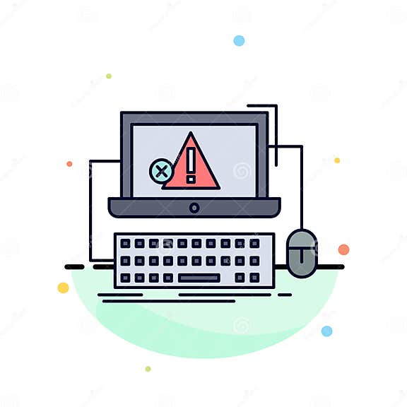 Computer, Crash, Error, Failure, System Flat Color Icon Vector Stock ...