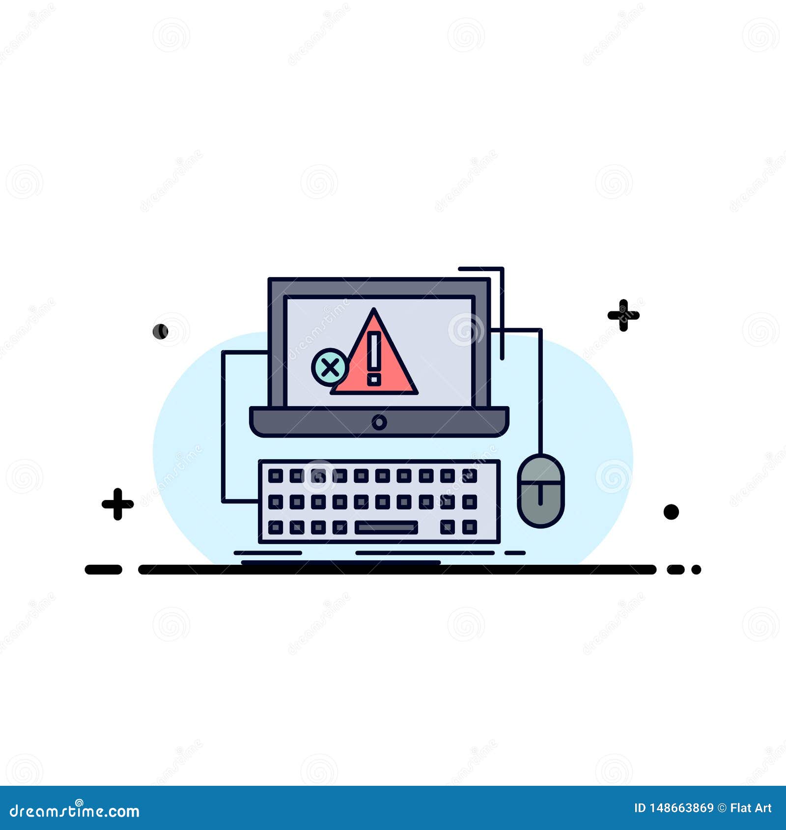 Computer, Crash, Error, Failure, System Flat Color Icon Vector Stock ...
