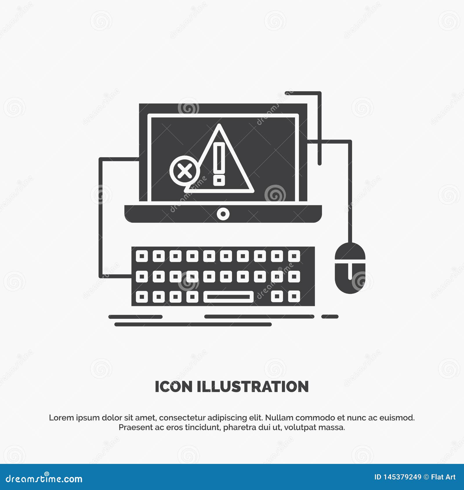 Computer, Crash, Error, Failure, System Icon. Glyph Vector Gray Symbol for UI and UX, Website or ...