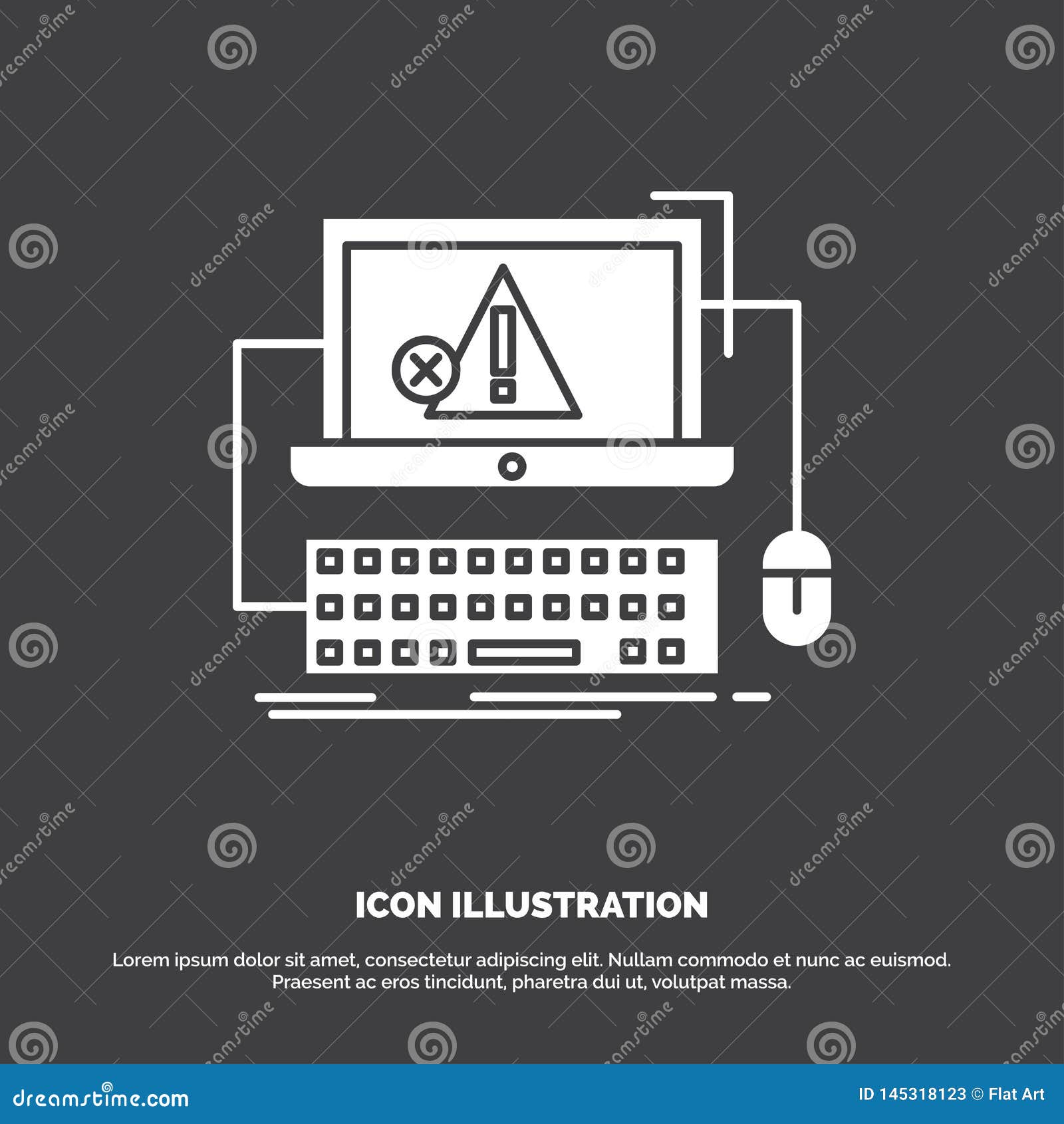 Computer, Crash, Error, Failure, System Icon. Glyph Vector Symbol for ...