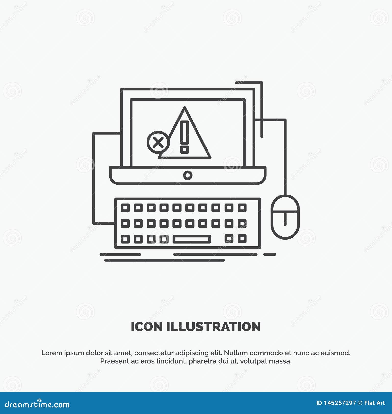 Computer, Crash, Error, Failure, System Icon. Line Vector Gray Symbol for UI and UX, Website or ...