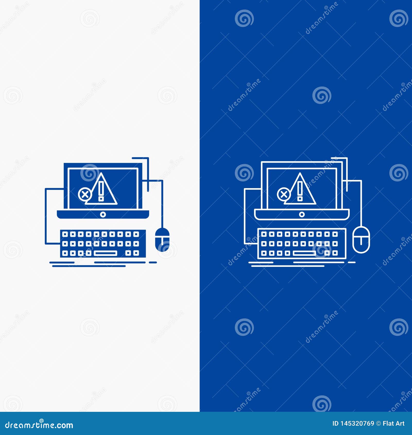 Computer, Crash, Error, Failure, System Line and Glyph Web Button in Blue Color Vertical Banner ...