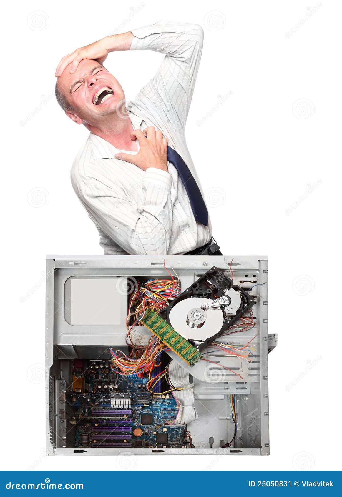Computer Crash and Frustrated Businessman. Stock Image - Image of anger ...
