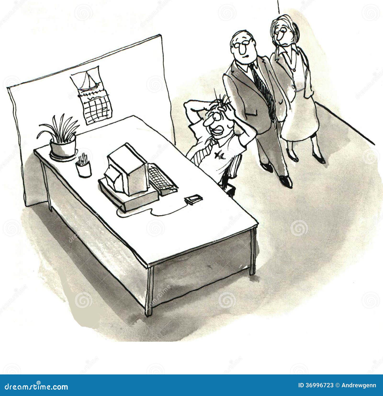 Computer Crashed. Breakdown Funny Cartoon Computer Character With With ...