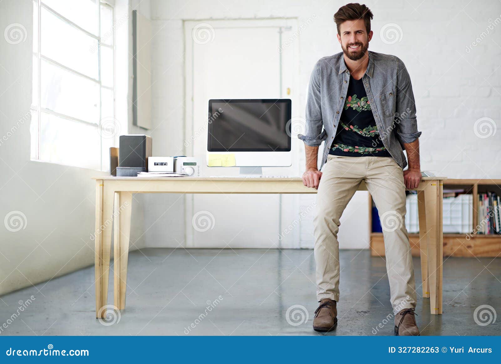 Computer, Creative and Portrait of Web Development Man at Desk in ...