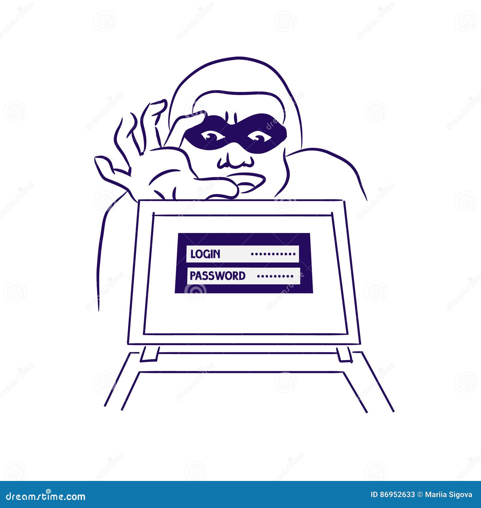 Computer Crime, Phishing Scammer, Fake Login Page Vector Illustration ...