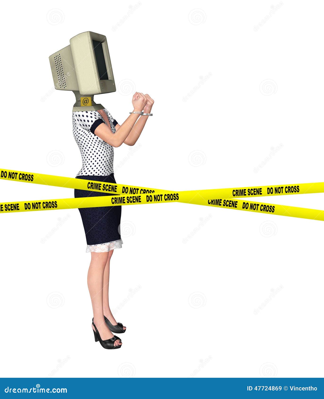 Computer Crime Office Lady Hacker Arrested Illustration Stock ...