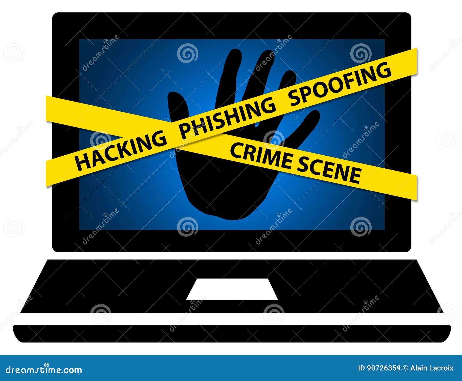 Computer crime scene stock illustration. Illustration of crimes - 90726359