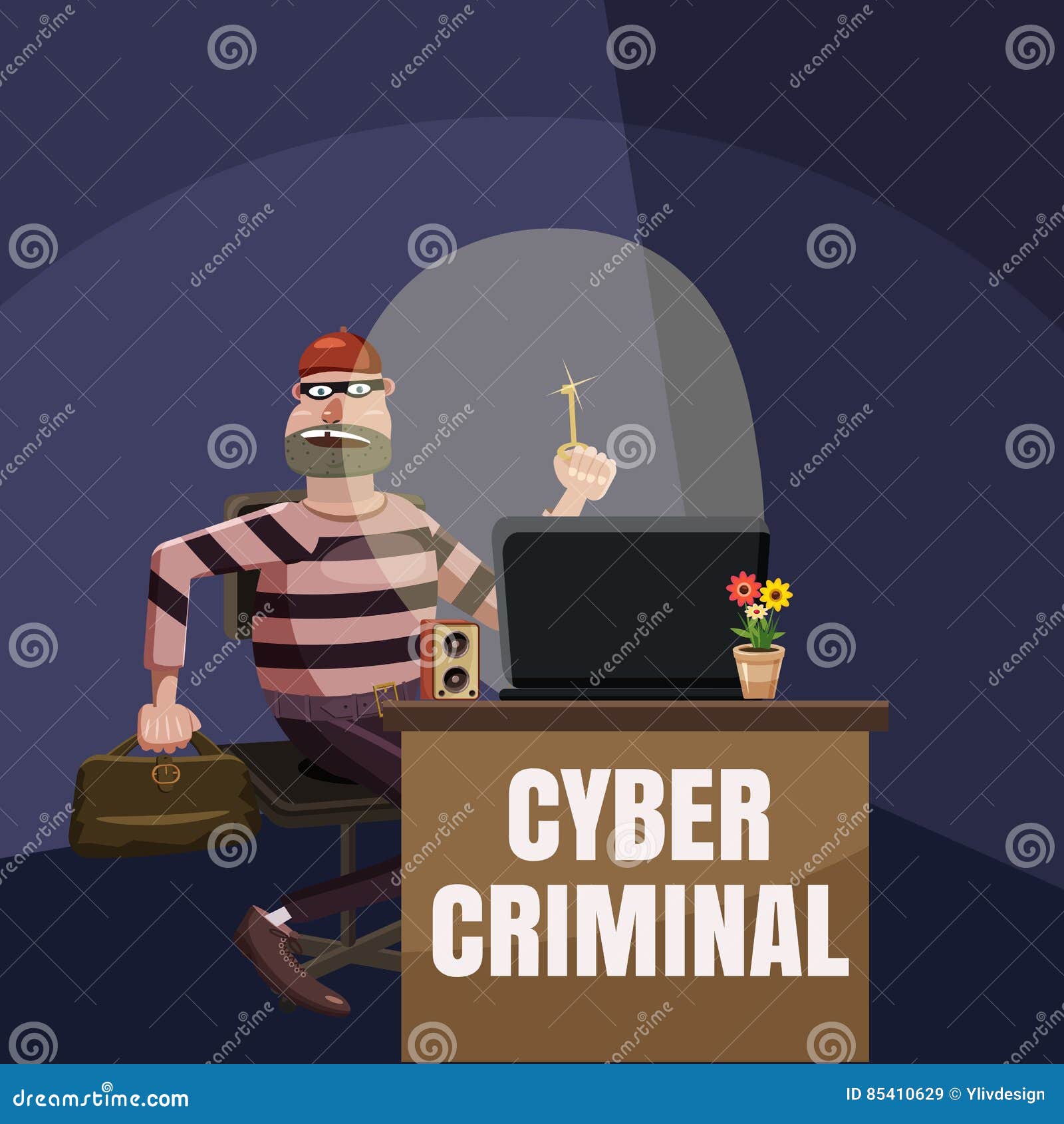 Computer Criminal Spy Concept, Cartoon Style | CartoonDealer.com #85410629