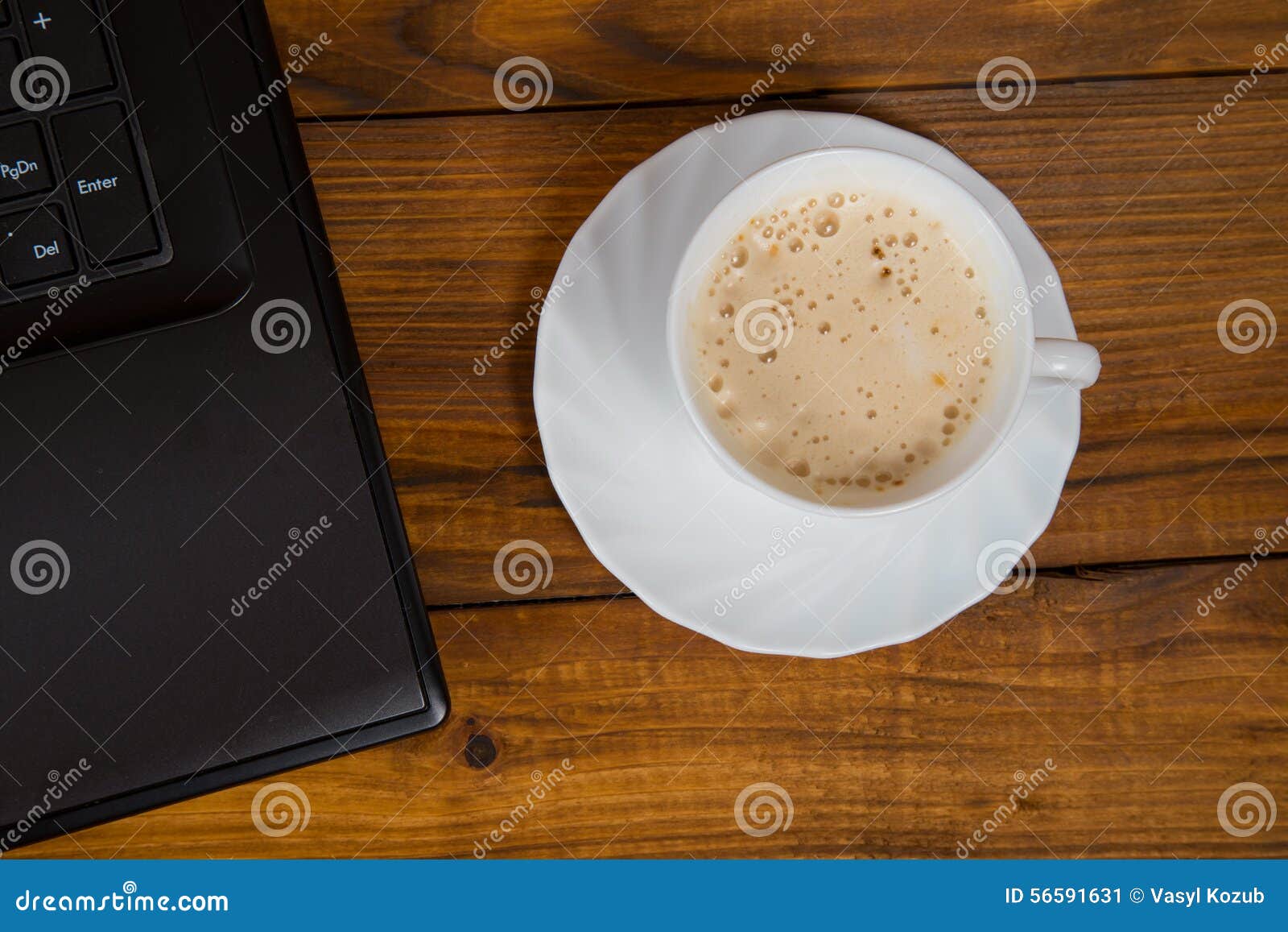 Computer and a Cup of Coffee Stock Image - Image of board, desk: 56591631