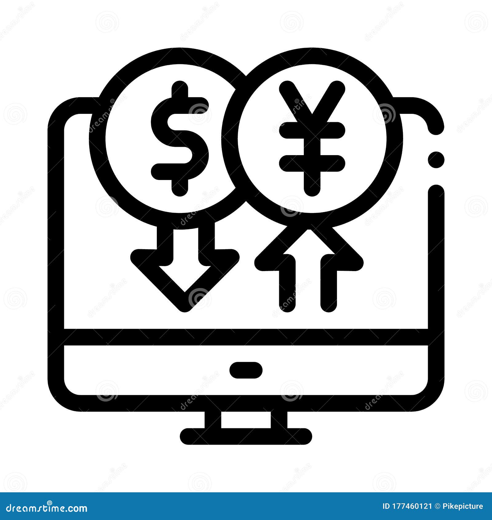 Computer Currency Exchange Icon Vector Outline Illustration Stock ...