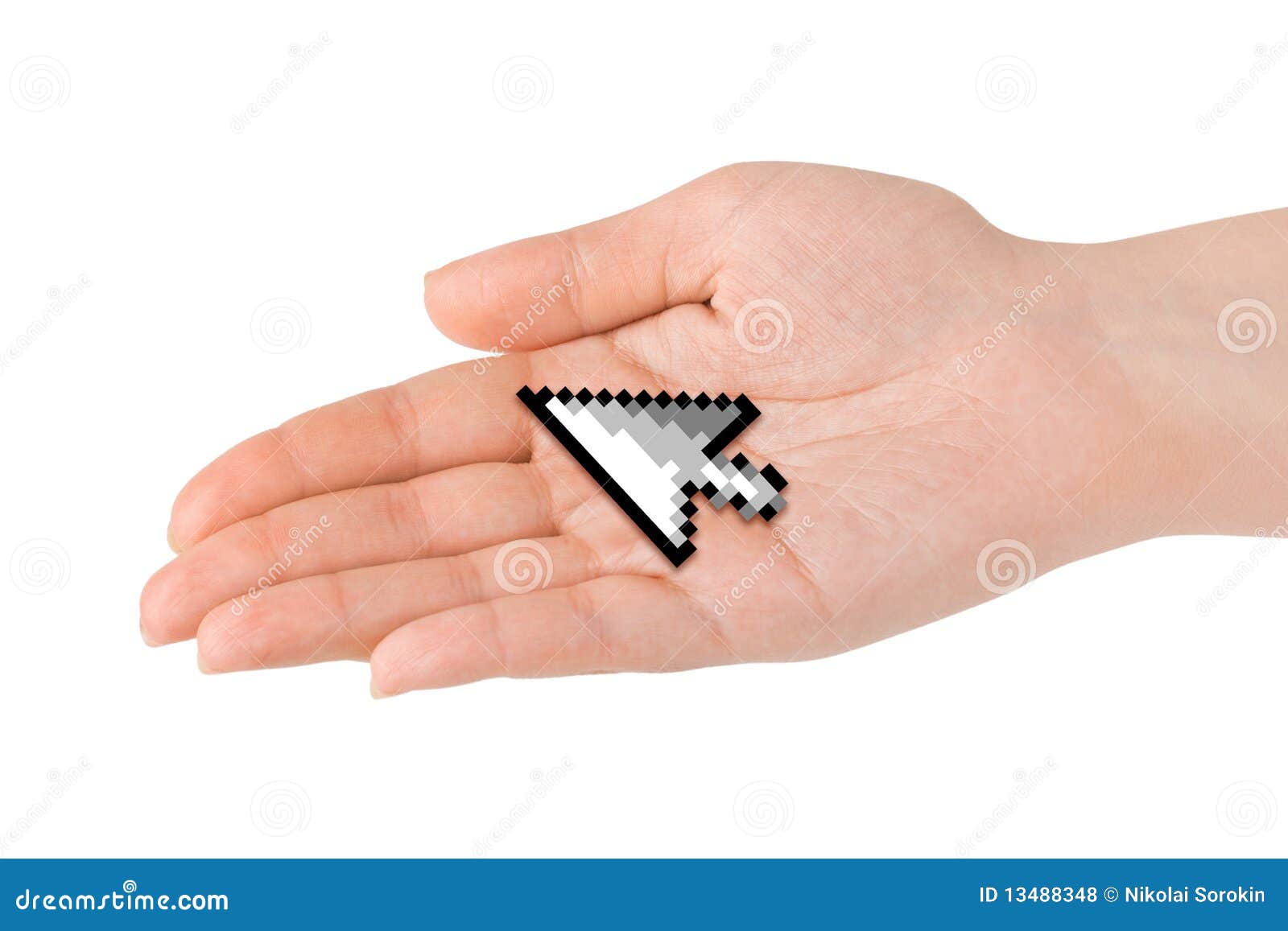 Computer cursor in hand stock photo. Image of abstract - 13488348