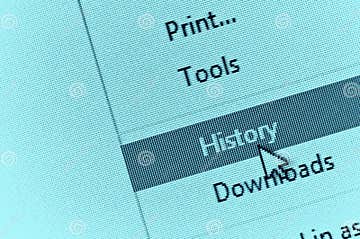 Computer Cursor Pointing To Internet Browser History in Drop Dow Stock ...