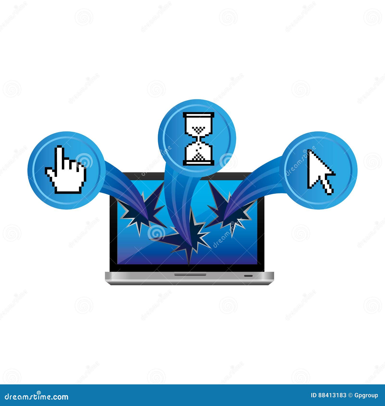Computer with Cursors Outside Icon Stock Illustration - Illustration of ...