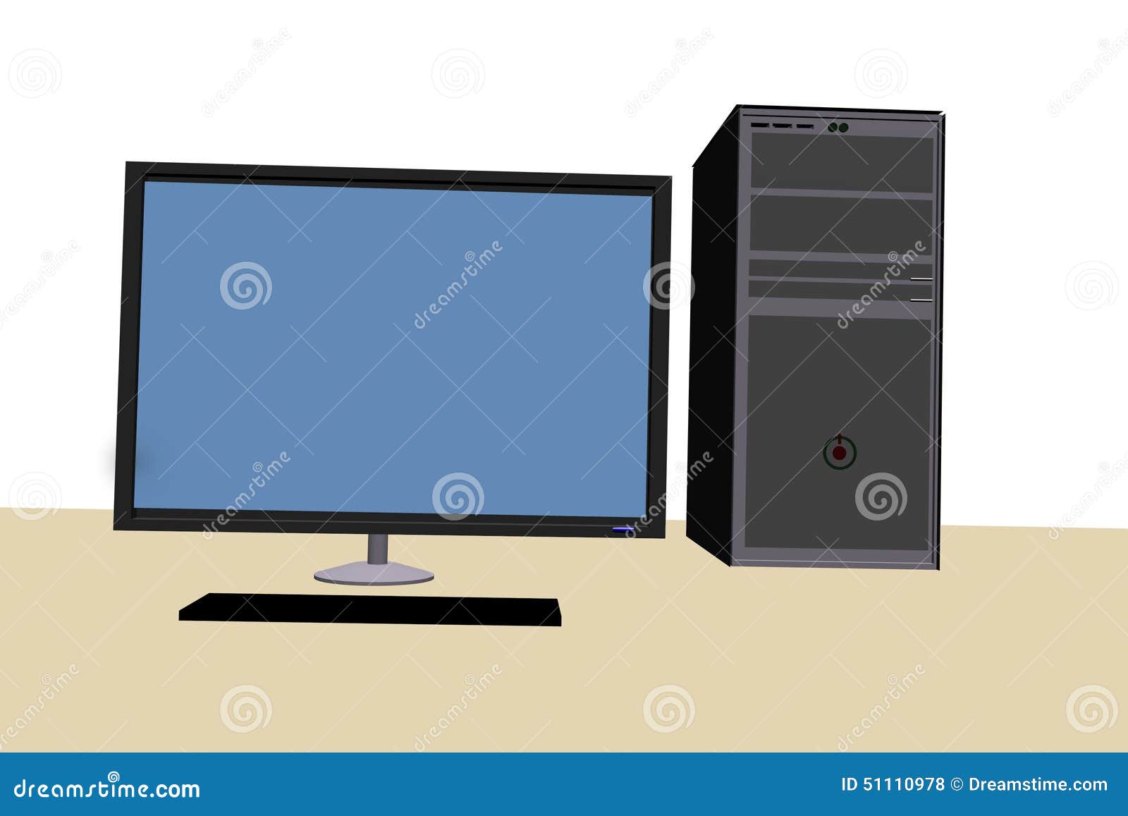 Computer 3d in front view stock illustration. Illustration of isolated ...