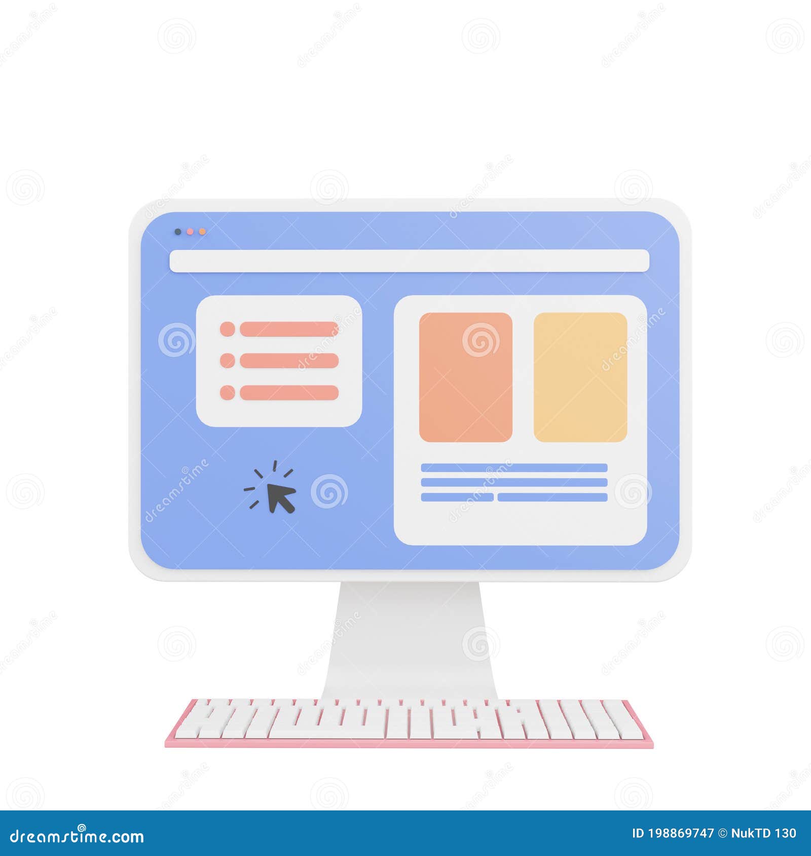 Computer, 3d Icons, Pastel Minimal Cartoon Style Isolated Stock ...