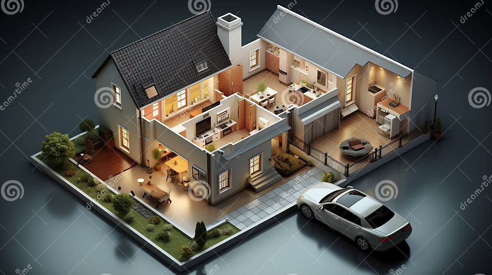Computer 3d Visualization of the House Plan, Layout of the House ...