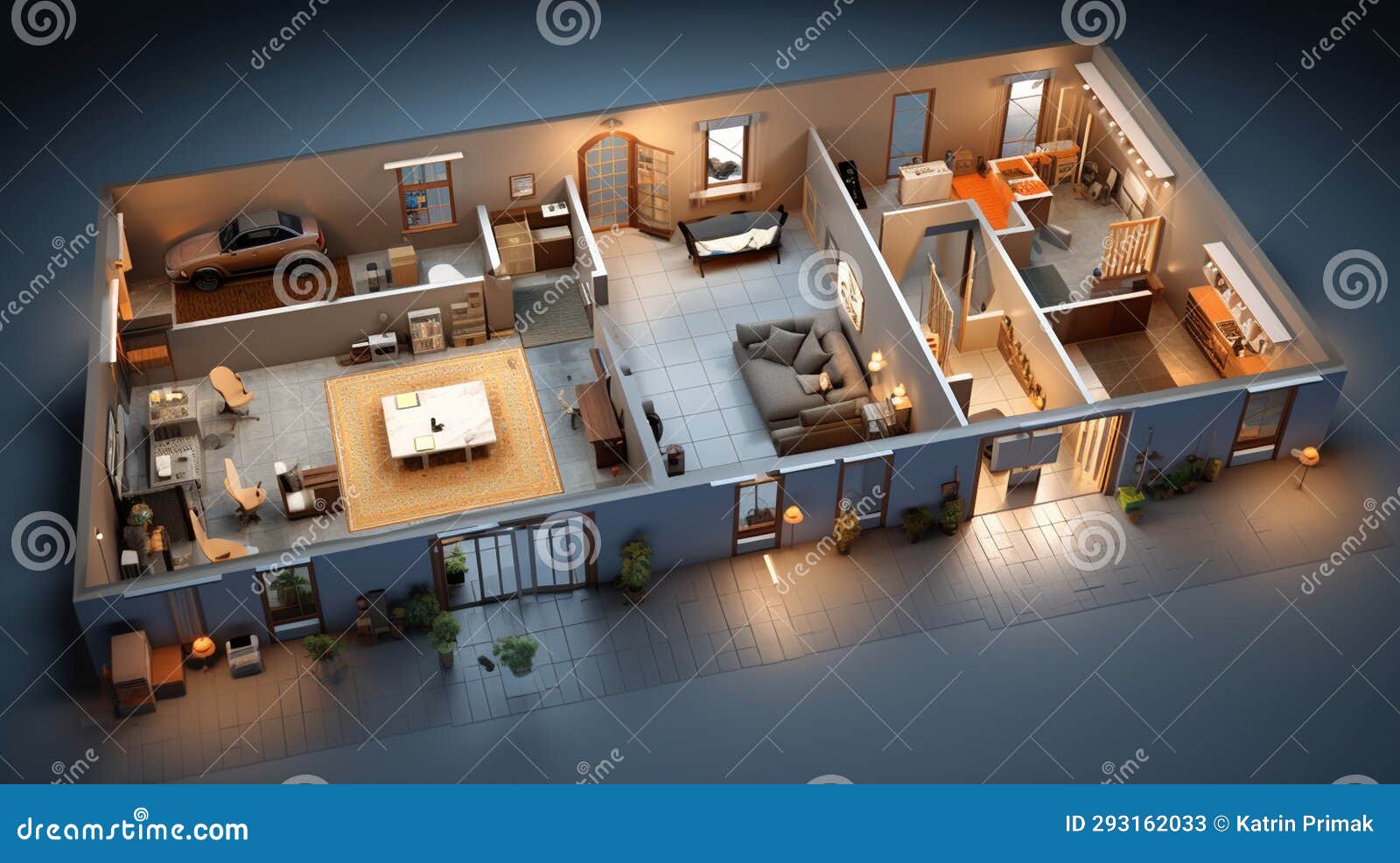Computer 3d Visualization of the House Plan, Layout of the House ...