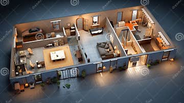 Computer 3d Visualization of the House Plan, Layout of the House ...