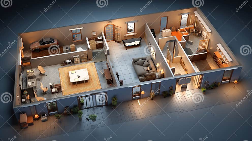 Computer 3d Visualization of the House Plan, Layout of the House ...