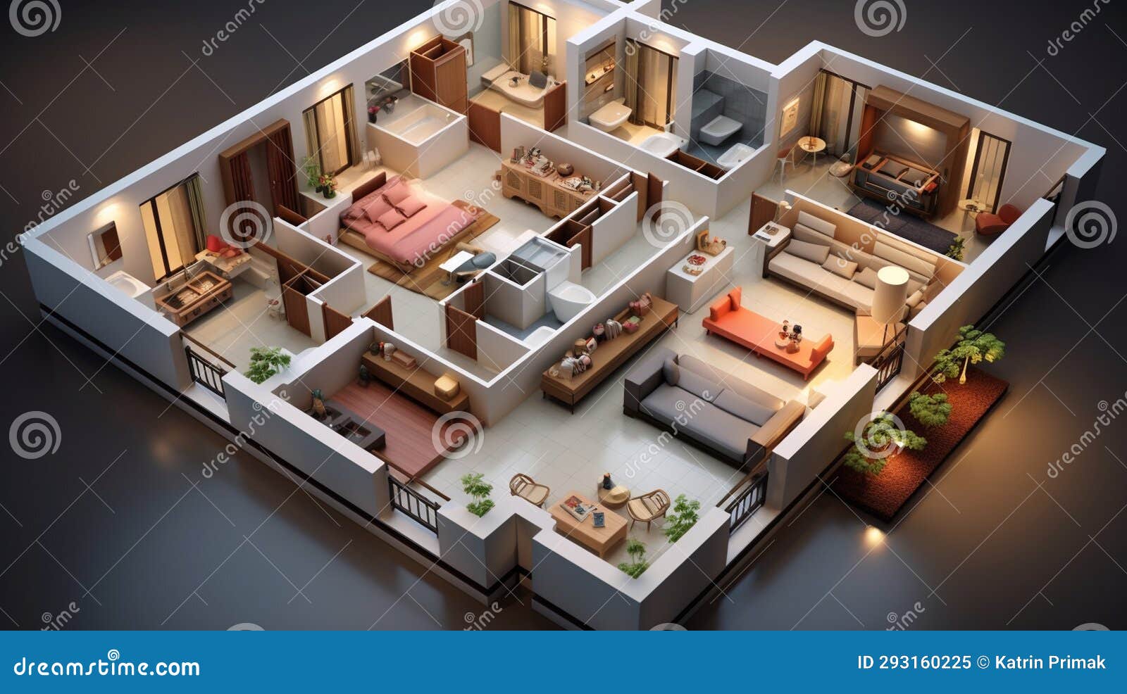 Computer 3d Visualization of the House Plan, Layout of the House ...