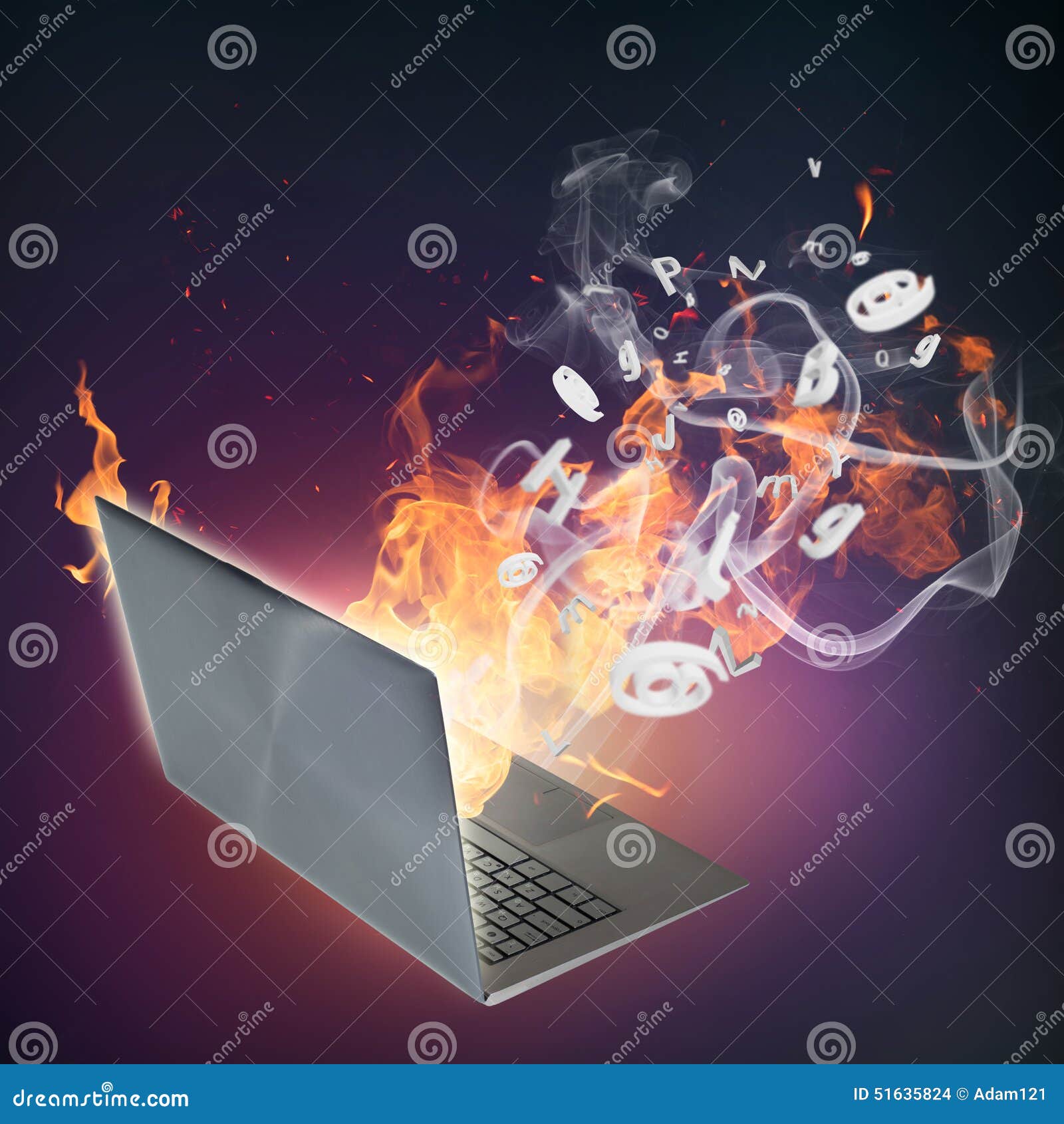 Computer damage stock photo. Image of blazing, energy - 51635824