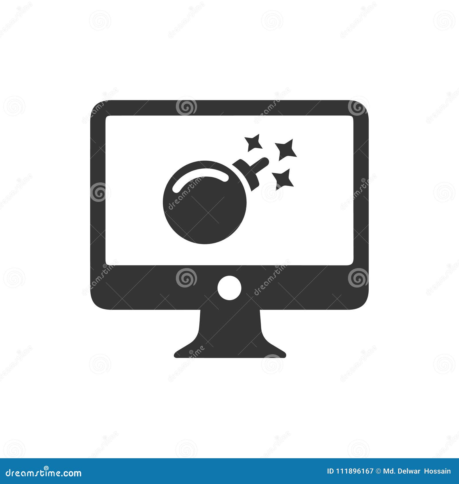Computer in danger icon stock vector. Illustration of desktop - 111896167