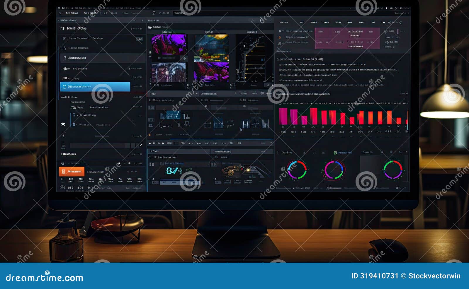 Computer dark mode stock illustration. Illustration of software - 319410731