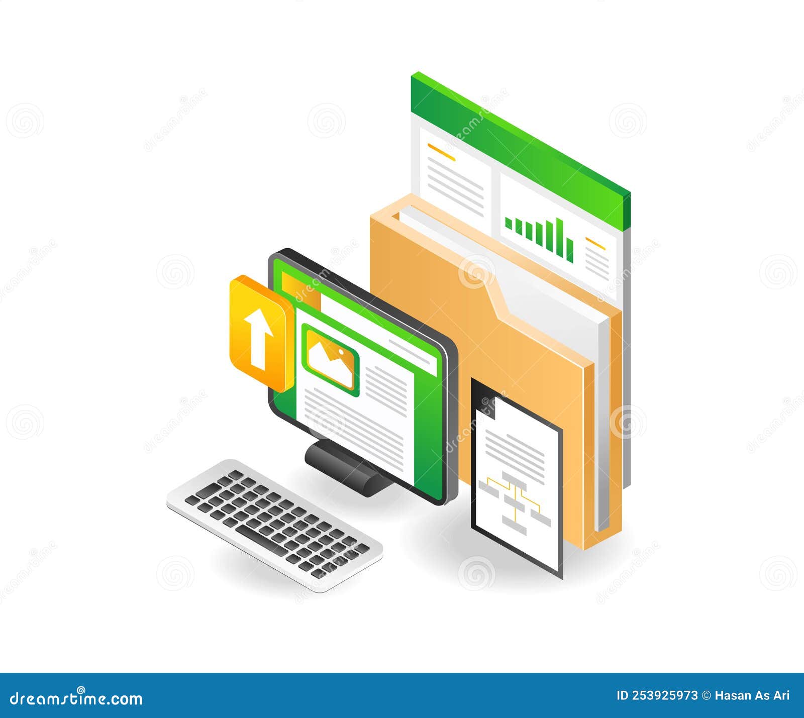 Computer and Data Analysis Folder Stock Illustration - Illustration of ...
