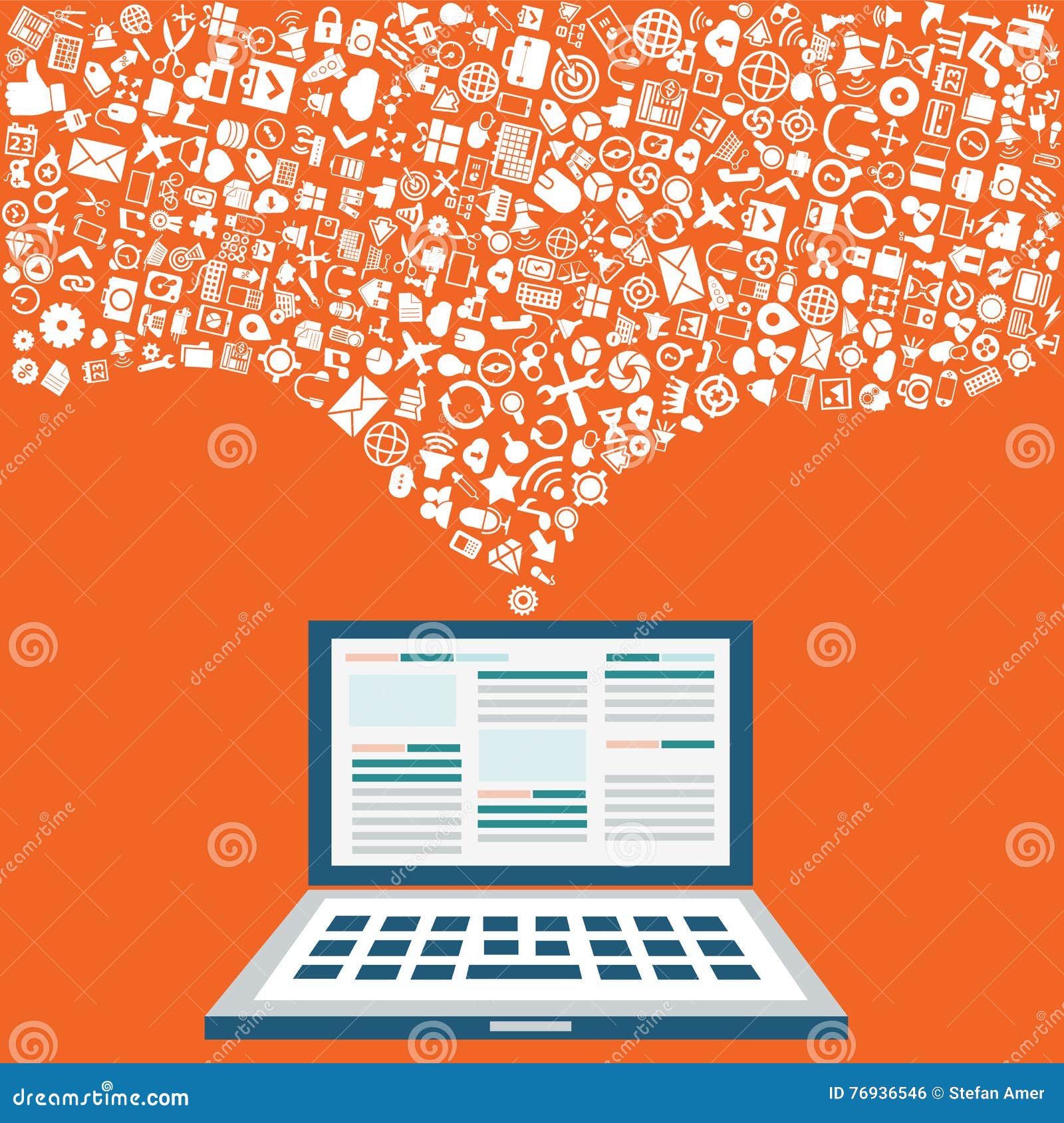 Computer, Data, Apps and Cloud Technology Stock Vector - Illustration ...